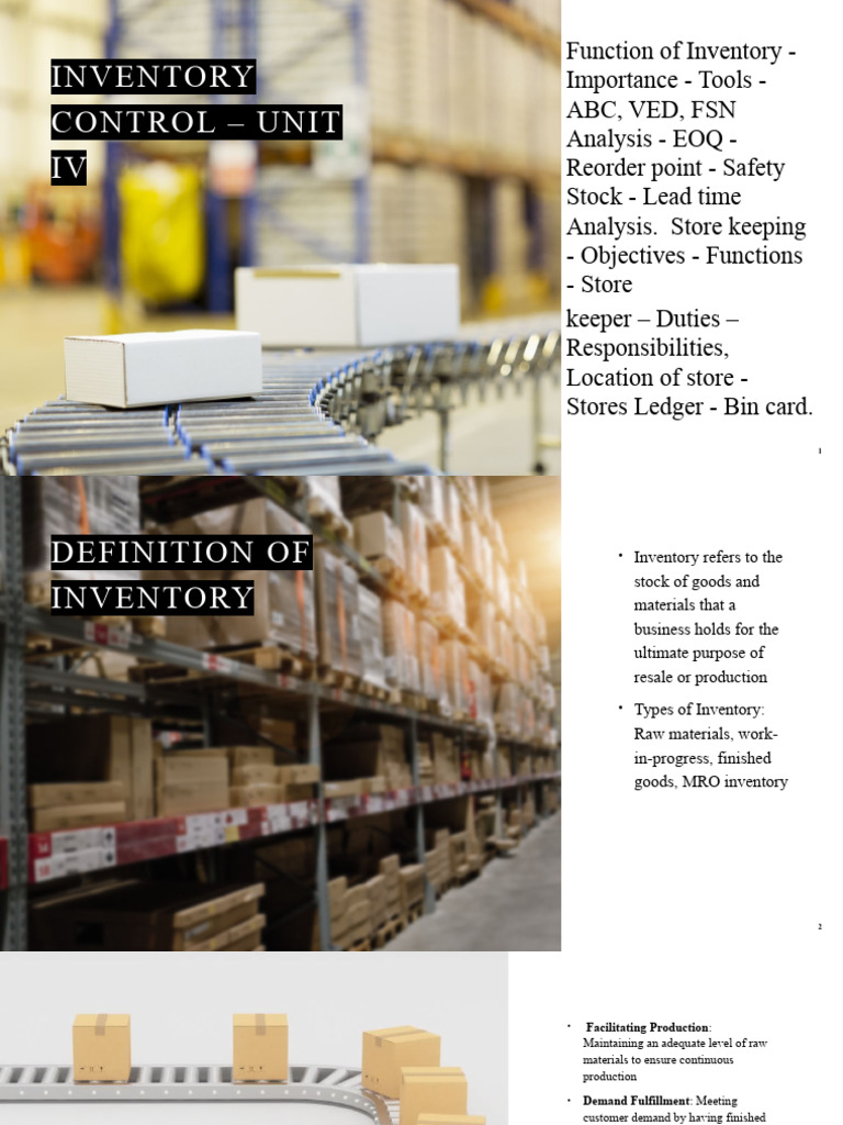 Unit IV - Inventory Control | PDF | Inventory | Supply Chain