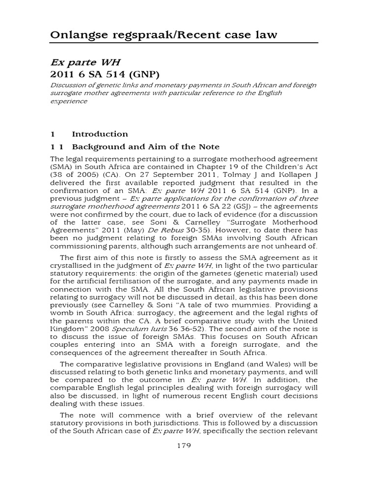 Ex Parte Case Law | PDF | Surrogacy | Parenting