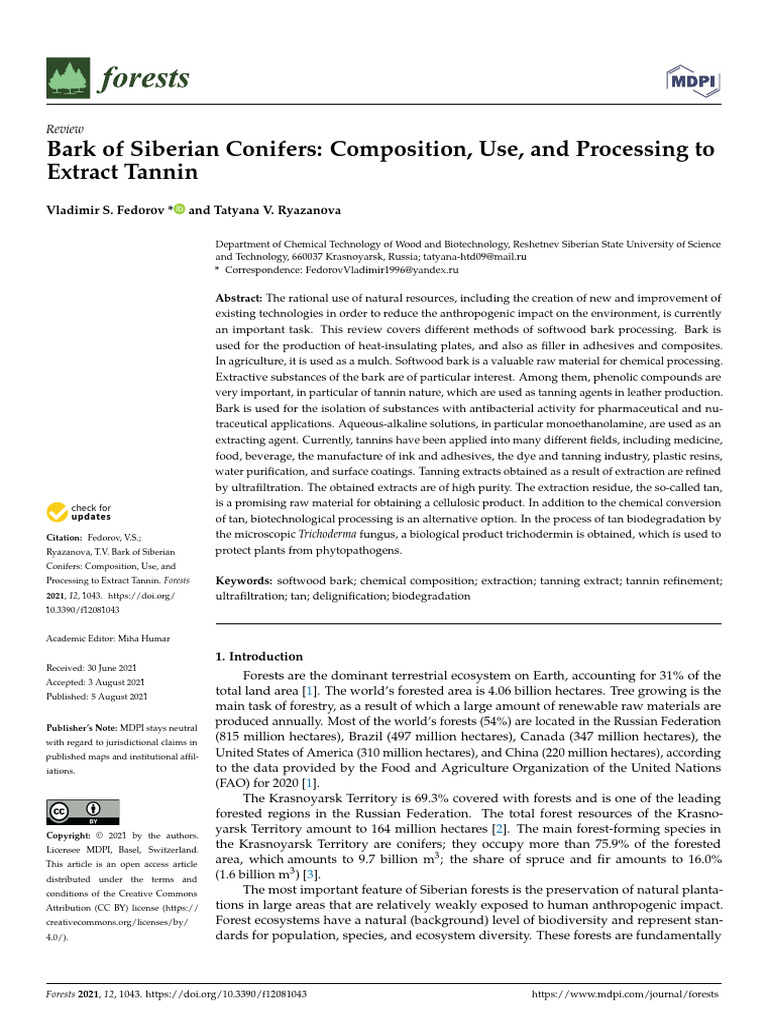 Bark of Siberian Conifers - Composition, Use, and Processing To Extract ...