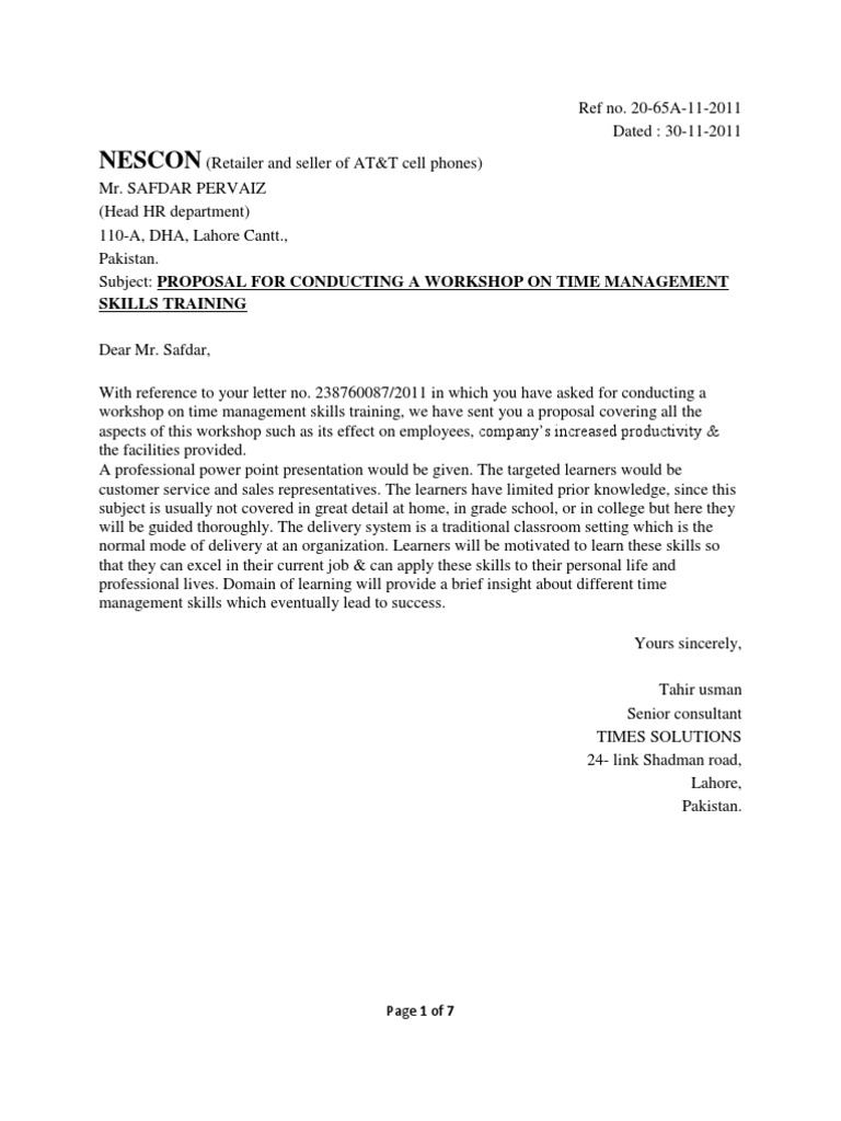 Proposal on Time Management | Time Management | Goal