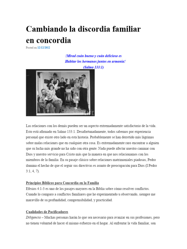 Cambiando La Discordia Familiar en | PDF | Religión y espiritualidad