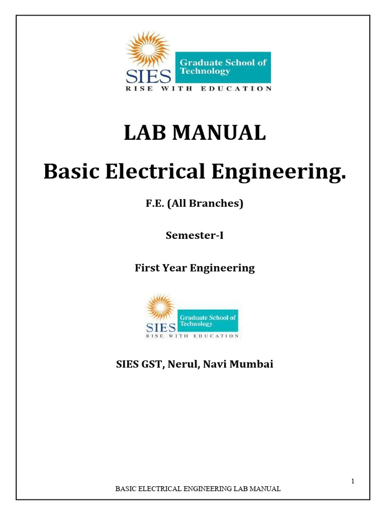 BEE Lab Initial Pages 2021 22 | PDF | Engineering | Electrical Network