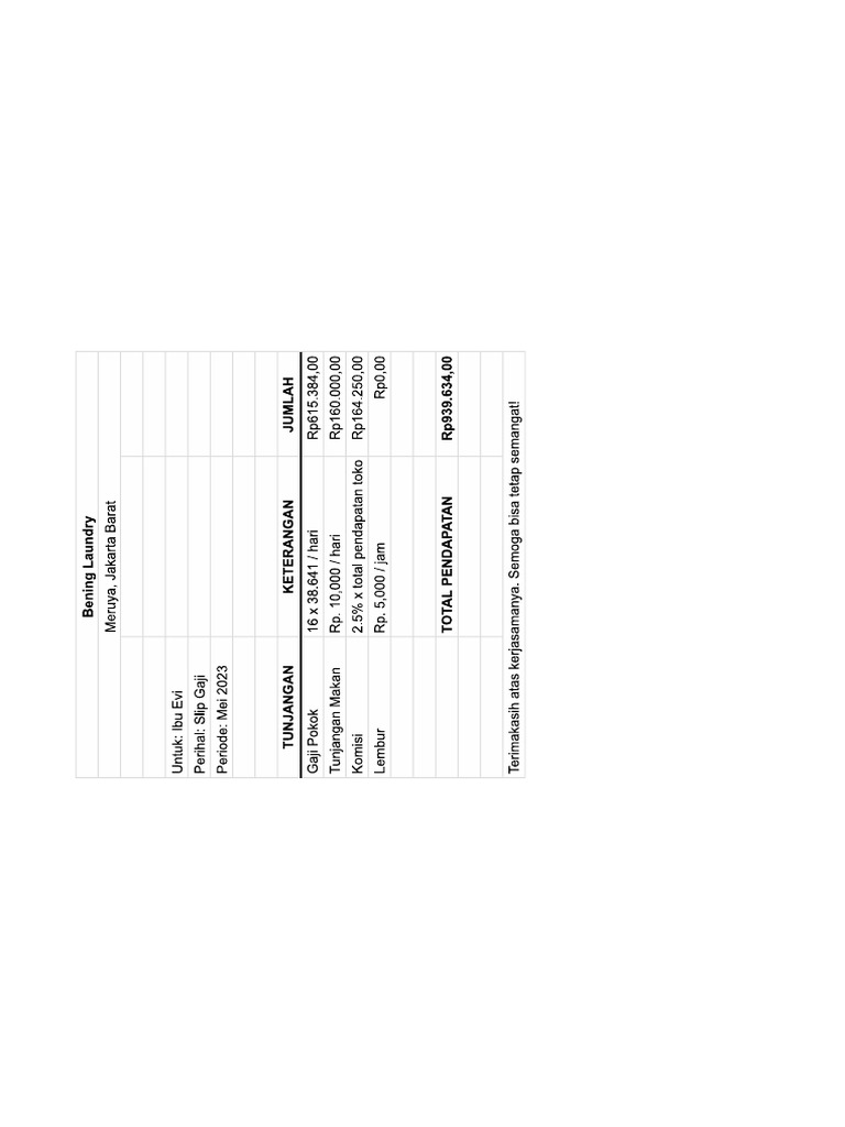 Slip Gaji Bu Evi Mei 2023 | PDF