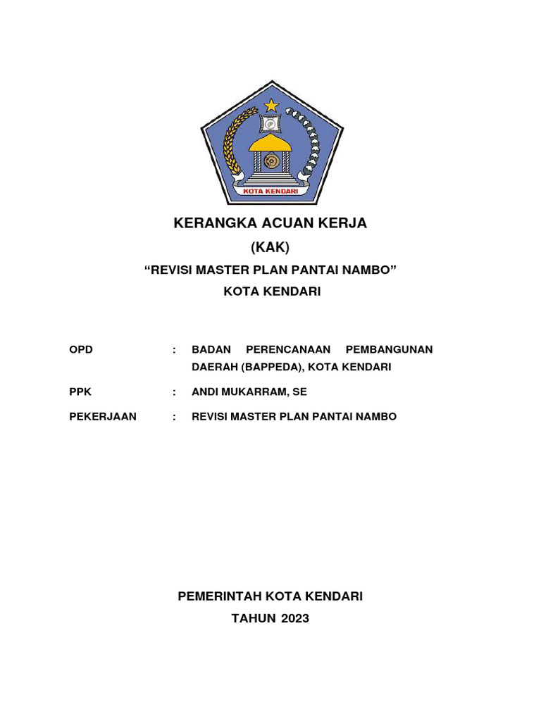 KAK Revisi Master Plan Nambo2023 | PDF