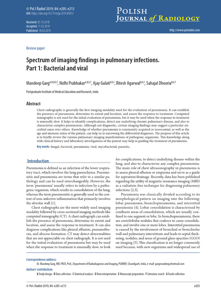 Spectrum of Imaging Findings in Pulmonary Infections Part 1&2 | PDF ...