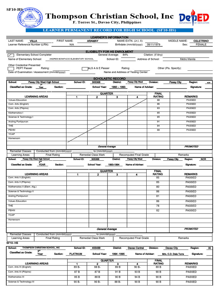 Hs Format Pdf Schools