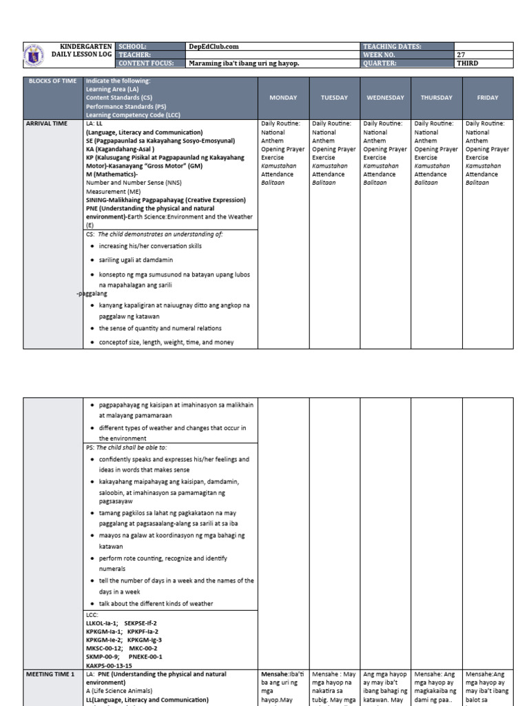 DLL Kinder Q3 W7 | PDF
