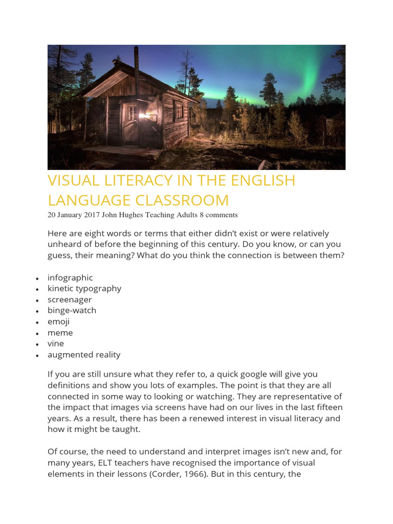 Enhancing Visual Literacy in ESL Classrooms | PDF | Reading ...