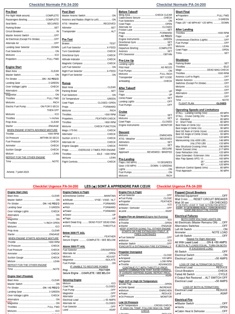 Checklist-Seneca | PDF | Throttle | Brake