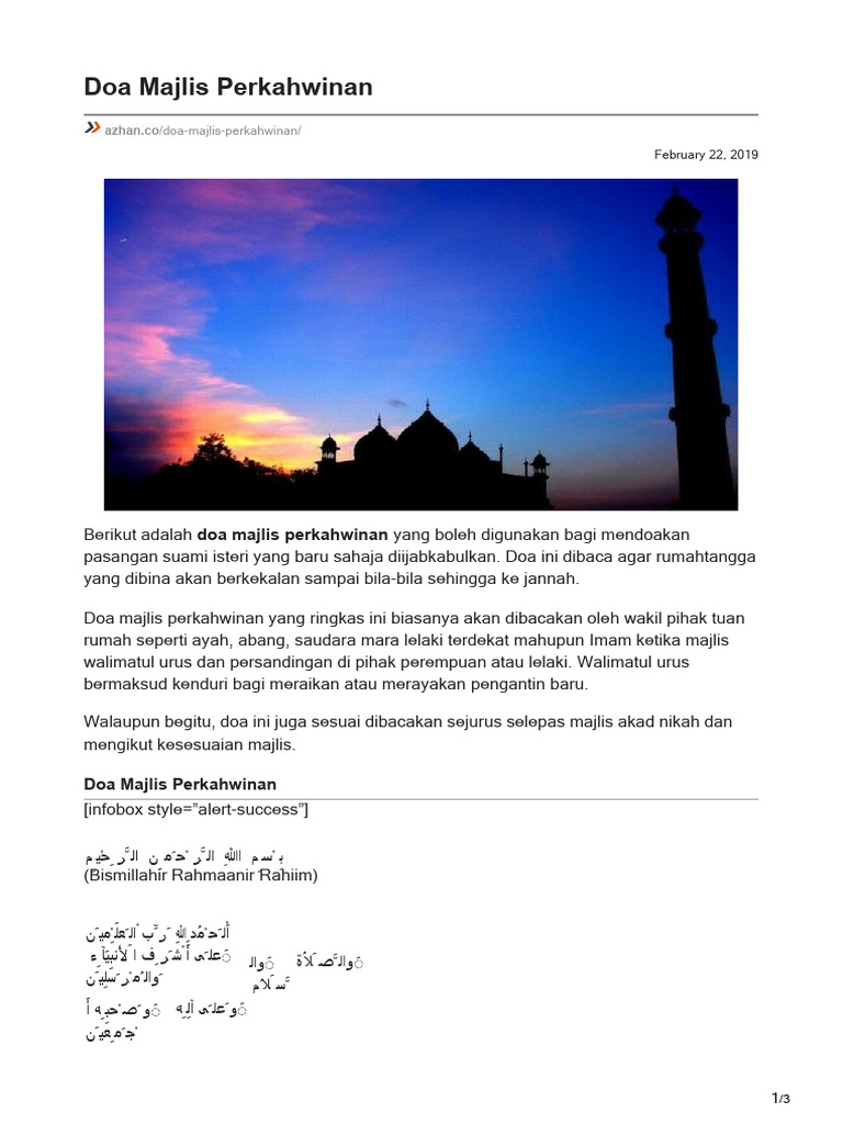 Azhan - Co-Doa Majlis Perkahwinan | PDF