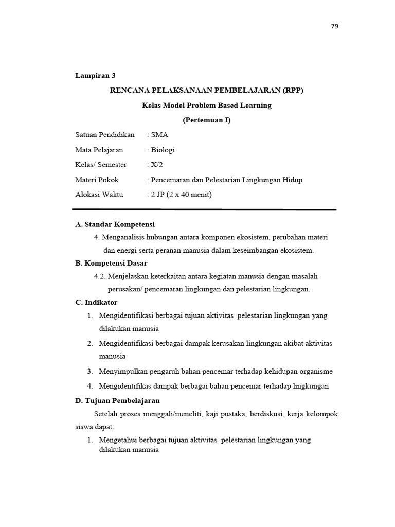 Lampiran 3 RPP PBL | PDF