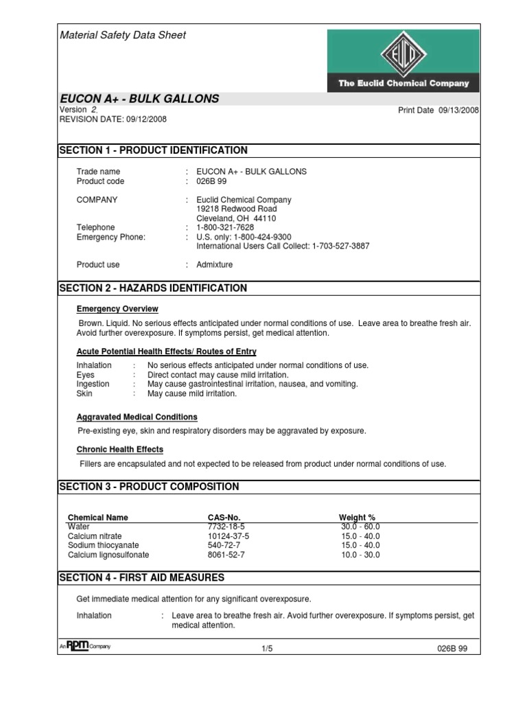 Calcium Lignosulfonate MSDS Overview | PDF | Personal Protective ...