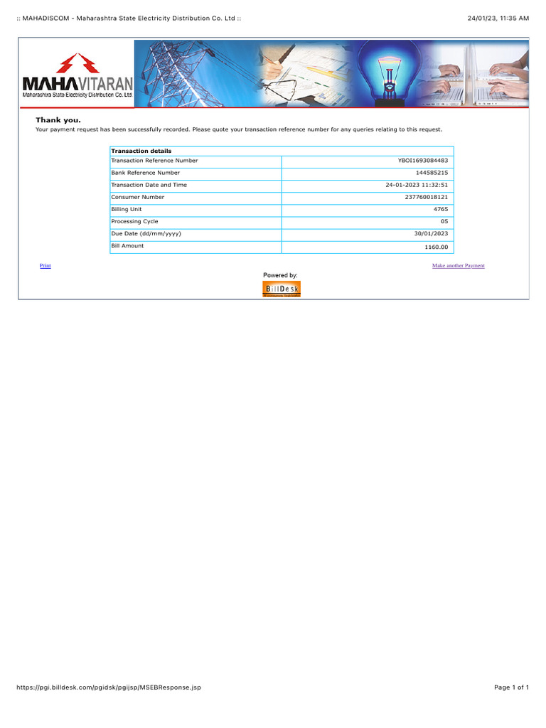 MAHADISCOM - Ma1harashtra State Electricity Distribution Co. LTD | PDF