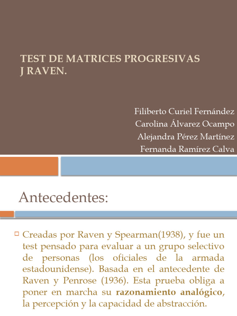 Test de Raven | PDF | Matriz (Matemáticas) | Cociente de inteligencia
