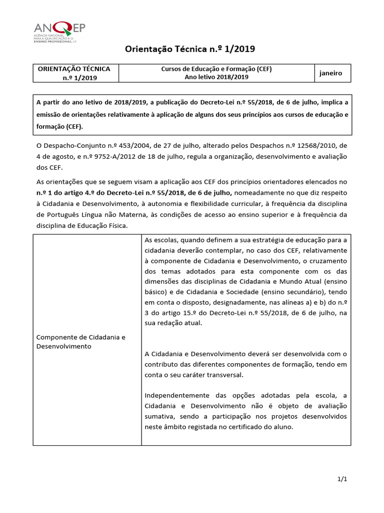 ANQEP OrientTecn 1 ReferCompFormTecnolg | PDF