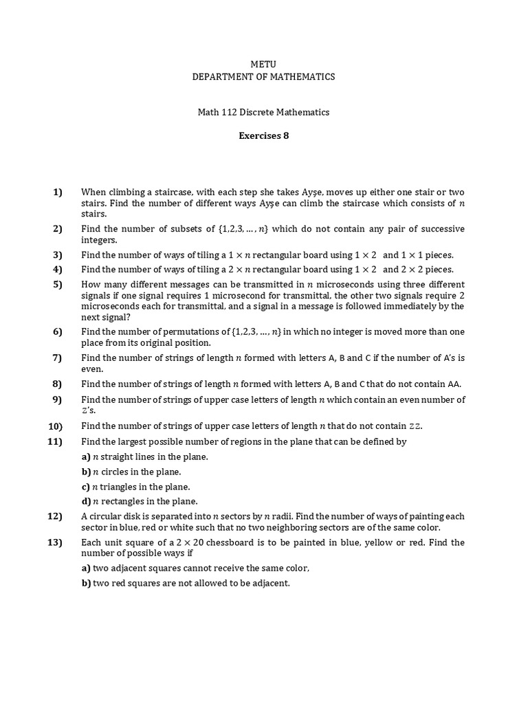 Discrete Math Questions | PDF | Teaching Methods & Materials | Art