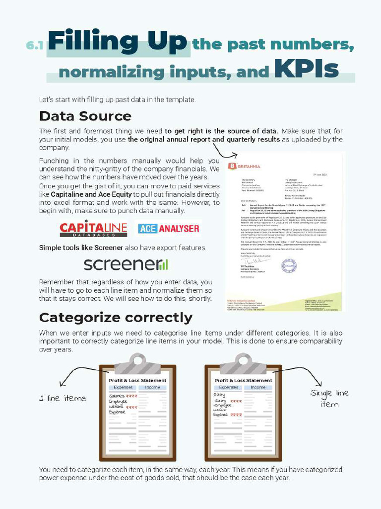 Filling Up Past Numbers Normalising The Inputs and KPIs. | PDF