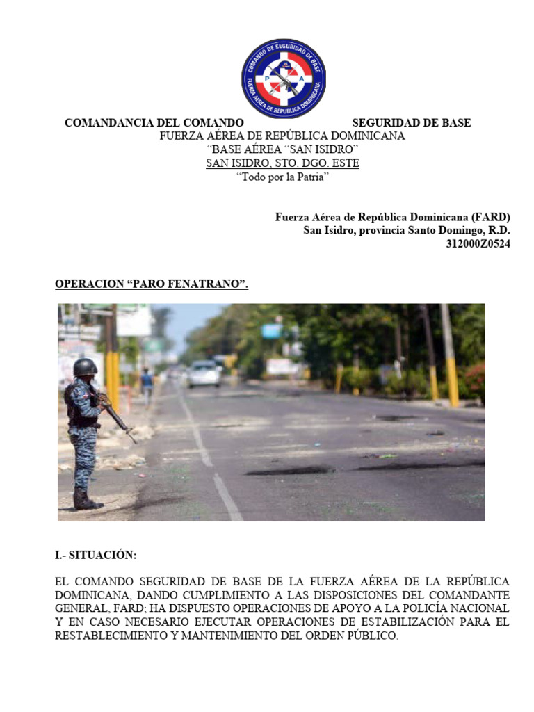 Apoyo FARD en Paro de Transporte RD | PDF | Policía | Logística