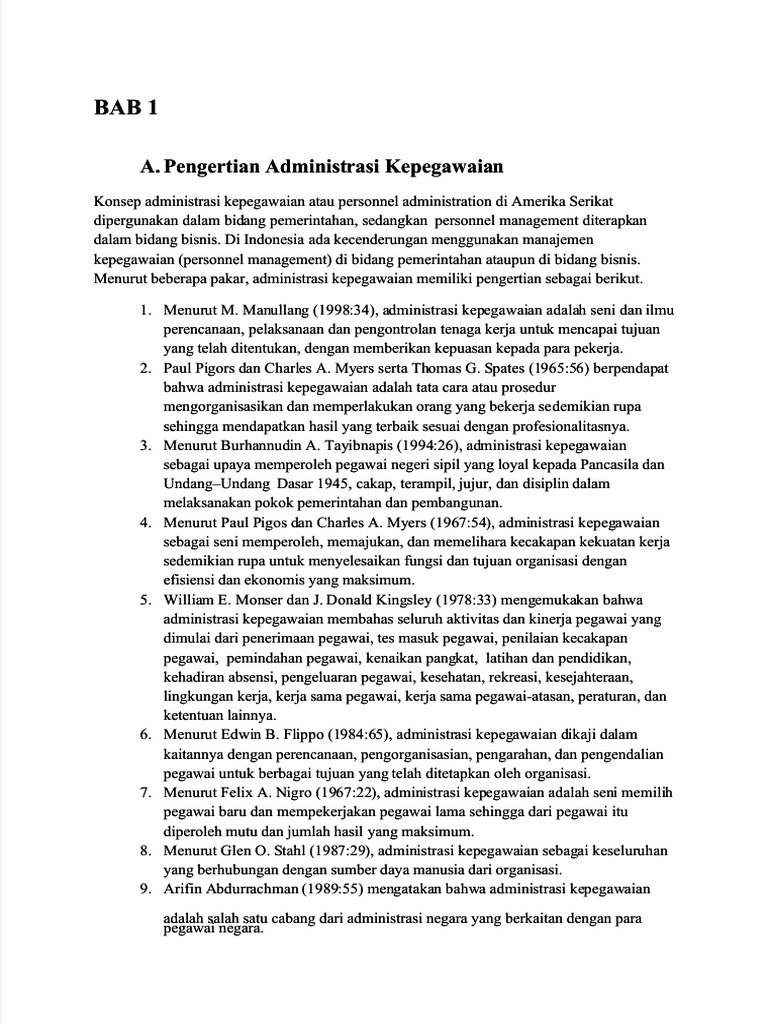 PDF Bab 1 Ruang Lingkup Administrasi Kepegawaian - Compress 1 | PDF