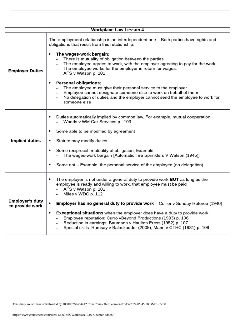Workplace Law Chapter 4 | PDF | Employment | Negligence