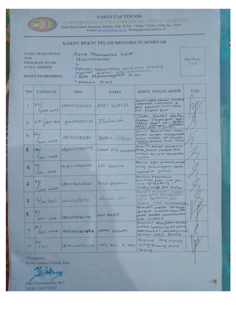 Bukti Mengikuti Sempro | PDF