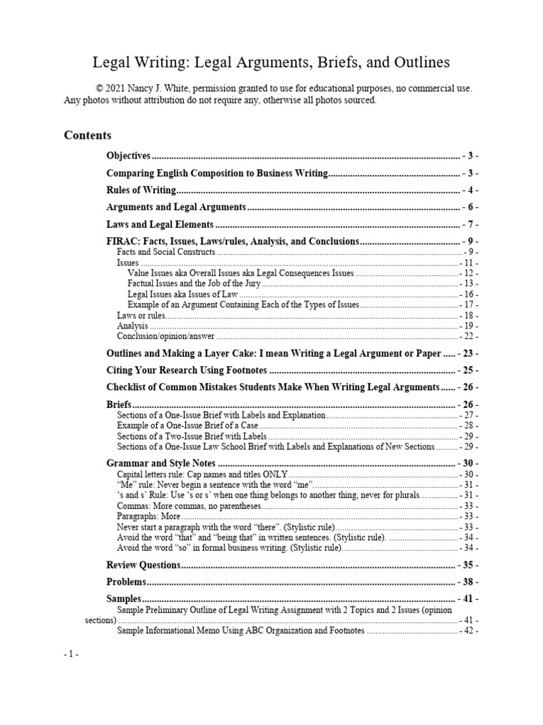 2021 Legal Arguments Briefsand Outlinesof Arguments | PDF | Argument ...