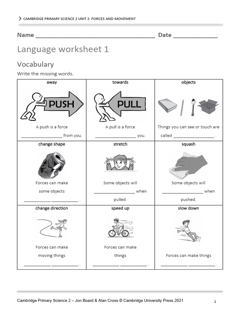 P_Science_2_Language Worksheets_Unit 2 | PDF