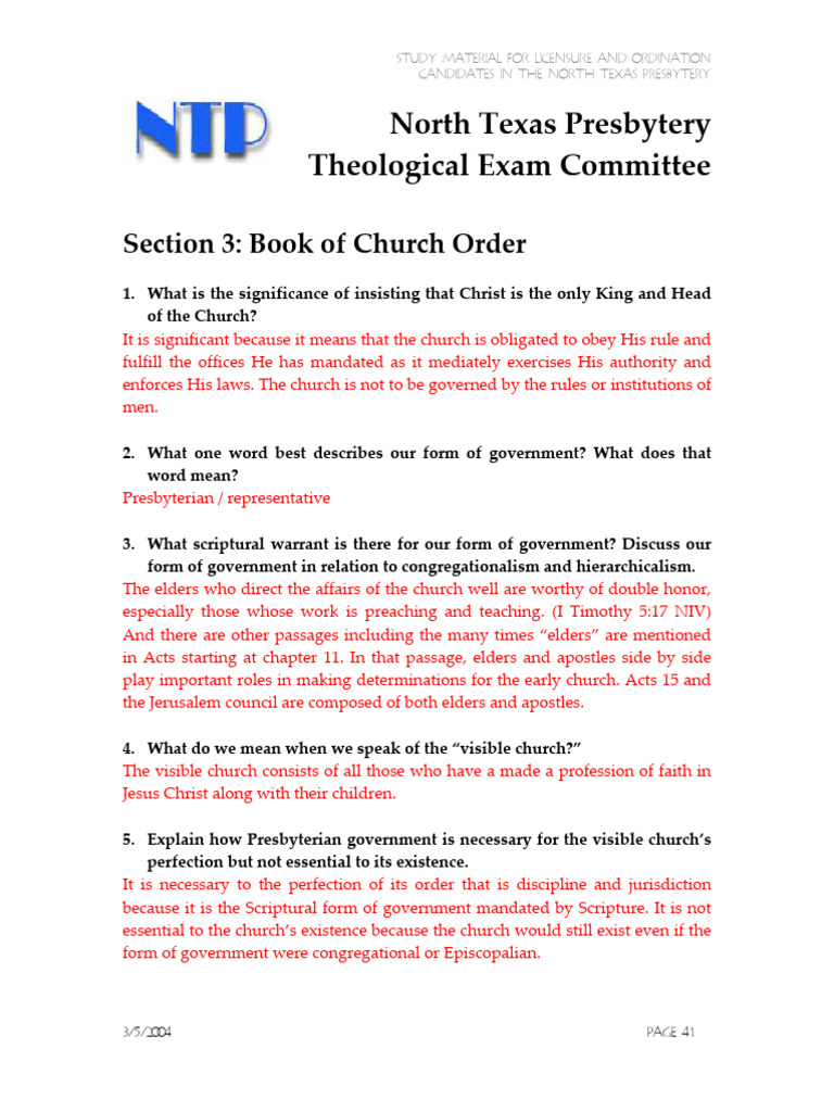 Presbyterian Church Governance Overview | PDF | Presbyterianism | Elder ...