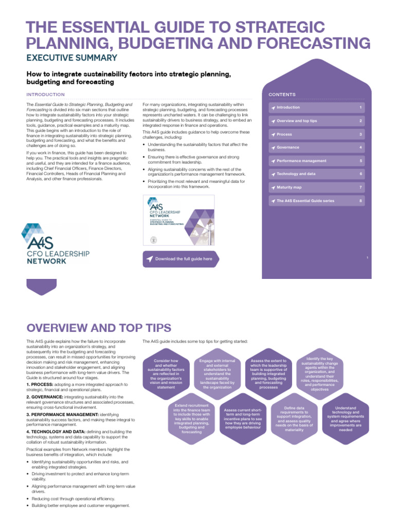 Executive Summary A4S Essential Guide To Strategic Planning, Budgeting ...
