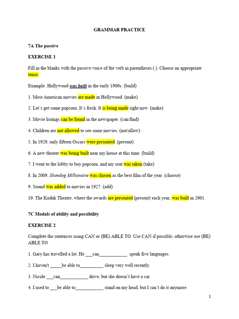 TATQ2-grammar Practice-1 | PDF | Linguistics