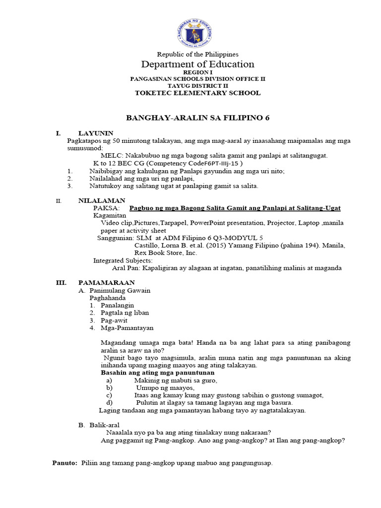 COT - 3 - FILIPINO 6 Quarter 3 | PDF