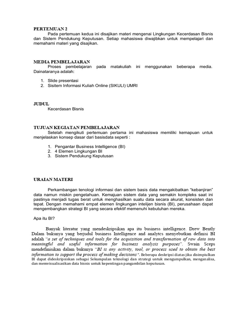 Lingkungan Kecerdasan Bisnis dan DSS | PDF