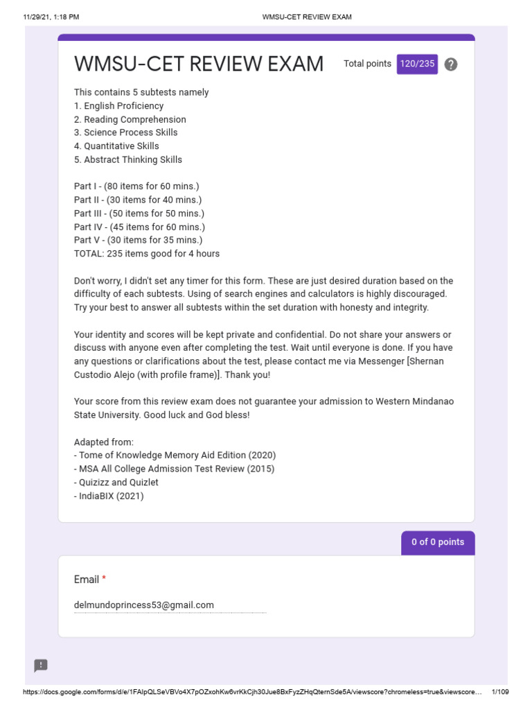 Wmsu Cet Review Exam 063304 1 | PDF | Foodborne Illness | Flowers