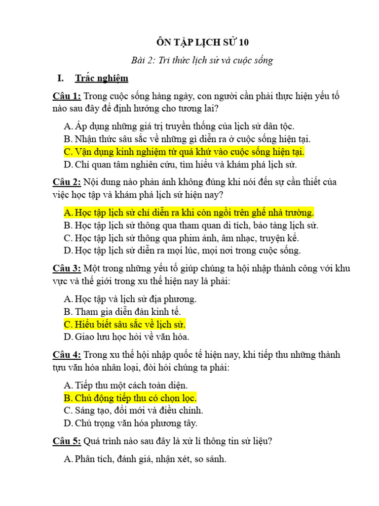 Trắc nghiệm Vietschool | PDF