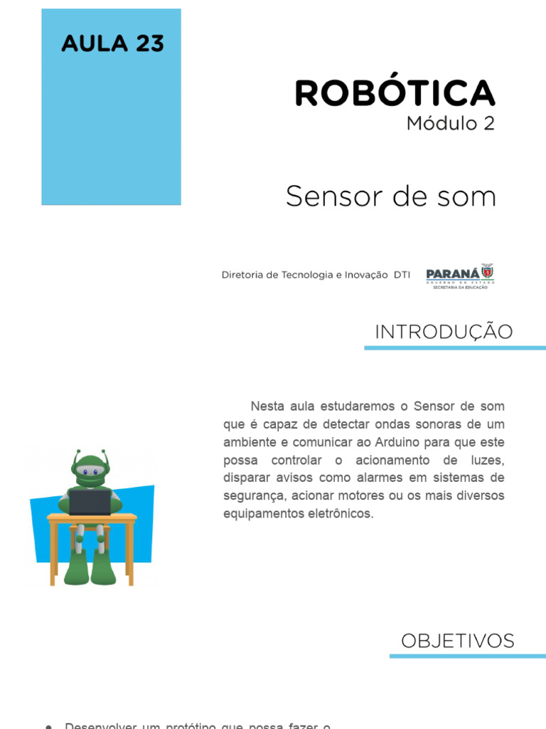 Aula23 Sensor Som em m2 Slides | PDF | Arduino | Som