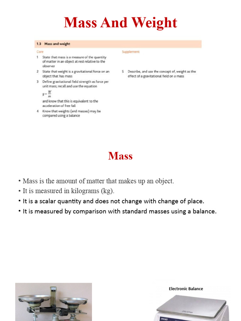 Understanding Mass and Weight Basics | PDF