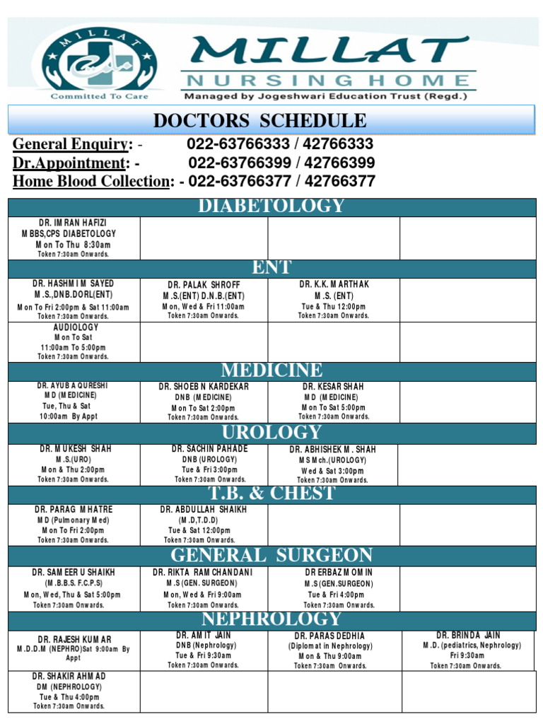 DR Schedule Update | PDF | Doctor Of Medicine | Dental Degree