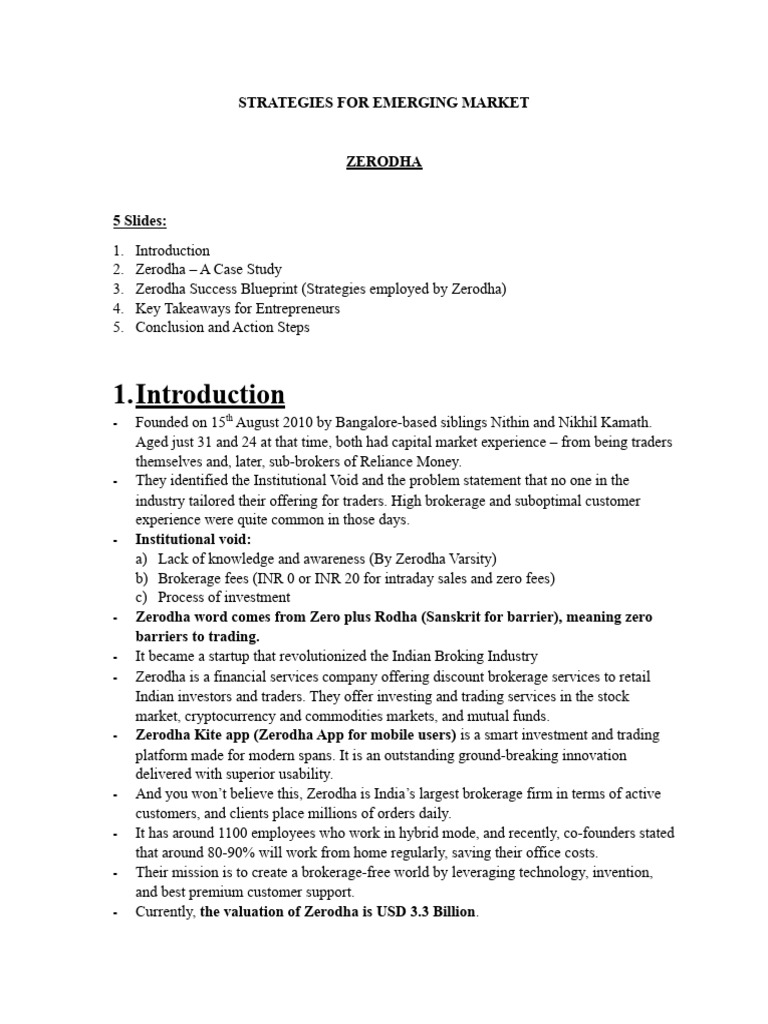 Zerodha's Strategies for Market Disruption | PDF | Investing | Discounting