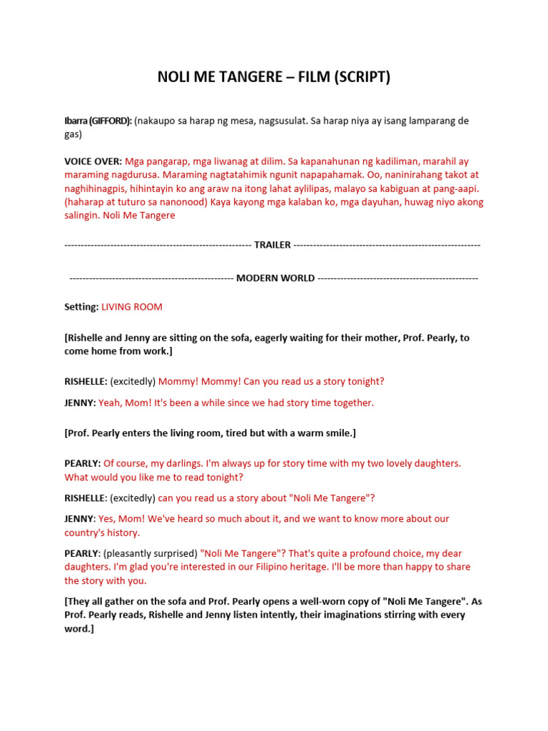 Noli Me Tangere Script | PDF