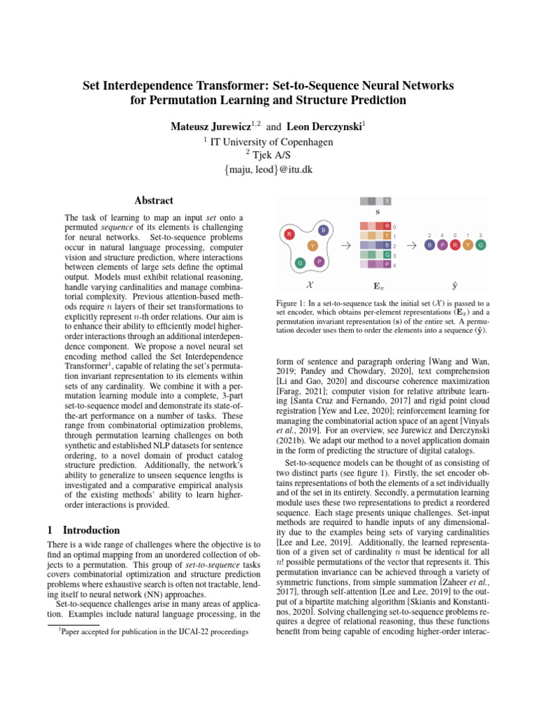 IJCAI 2022 Set To Sequence | PDF | Permutation | Data Compression