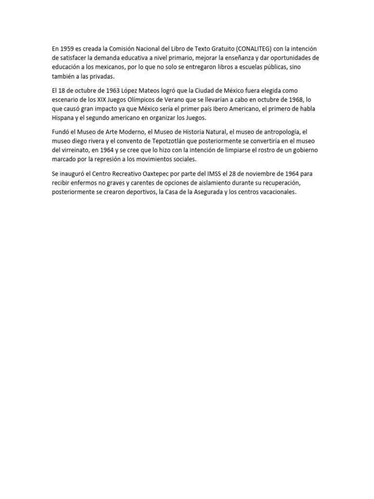 El Sexenio de Adolfo López Mateos | PDF