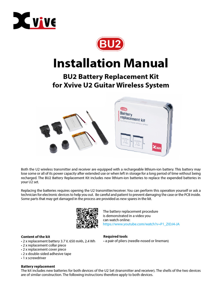 Manual de Instalación Kit de Baterias para Xvive U2 NU2 | PDF | Electrical Connector ...