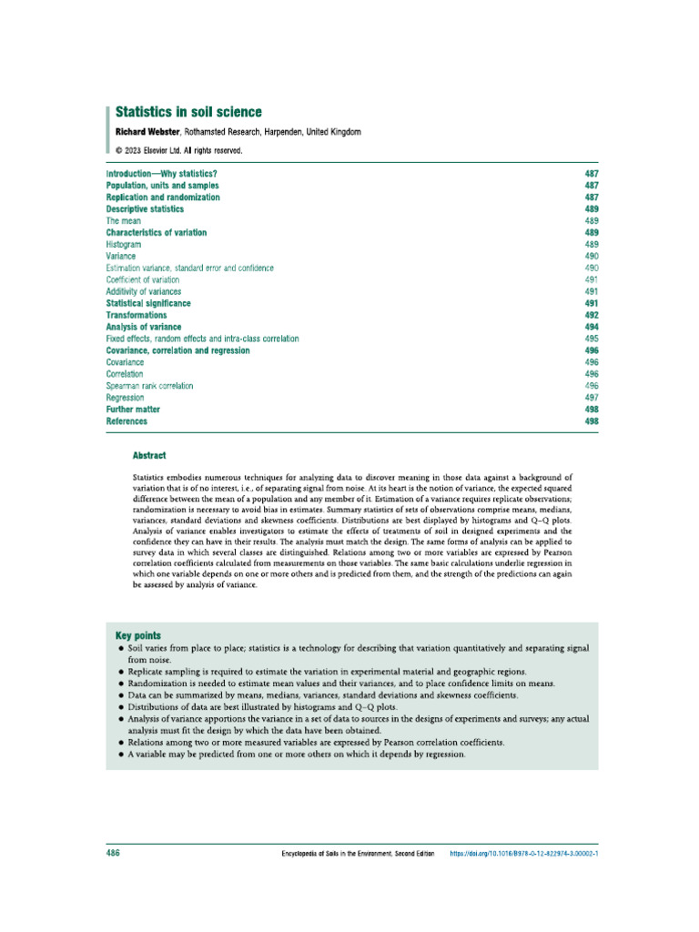 Statistics in Soil Science | PDF