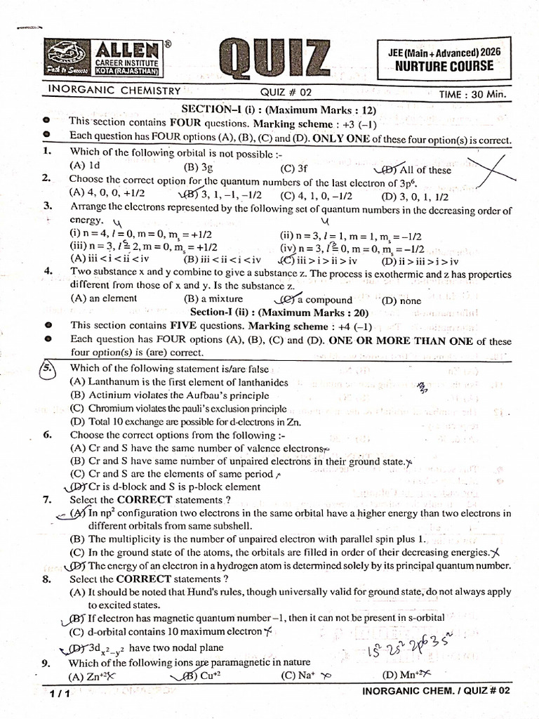 Chem Quiz 2 | PDF