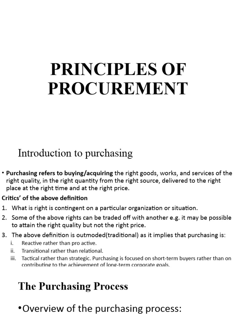 Topic 1 Introduction To Procurement PP | PDF | Procurement | Supply Chain
