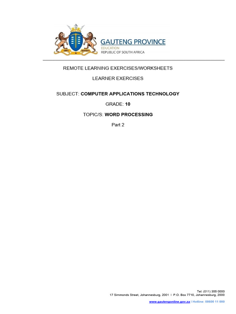 CAT Grade 10 Term 2 Word Proccesing Part 2 LG | PDF | Paragraph | Poster