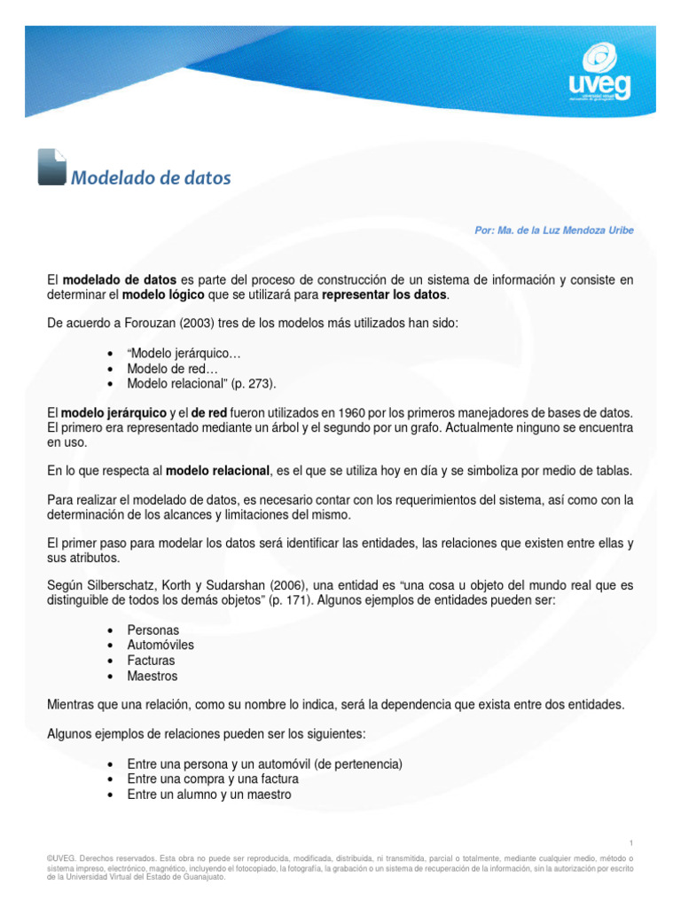 Modelado de Datos | PDF | Importar | Modelo relacional