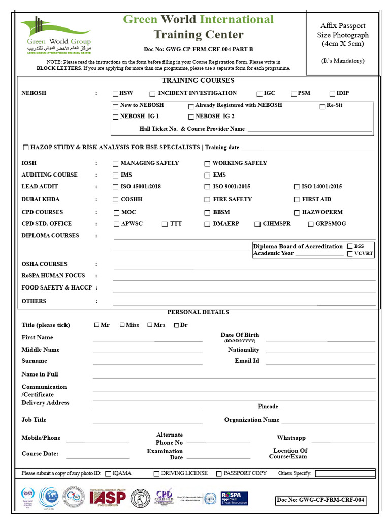 GWG - Registration Form - Editable | PDF | Legal Liability | Payments