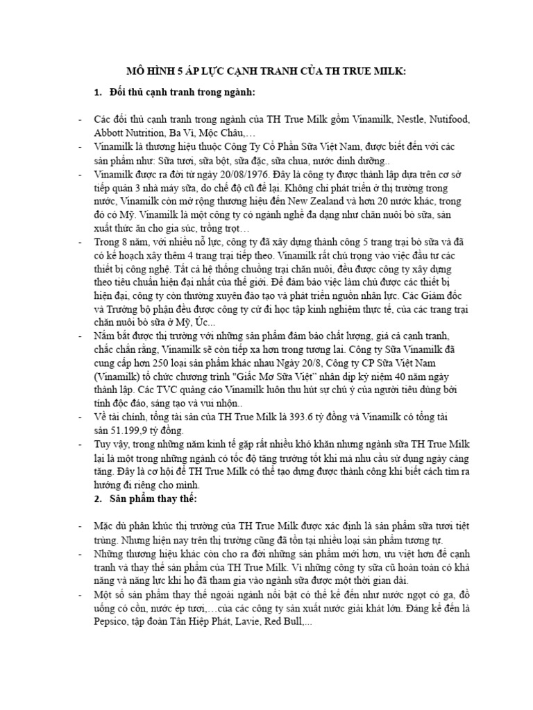 Mô Hình 5 Áp L C C NH Tranh C A TH True Milk | PDF
