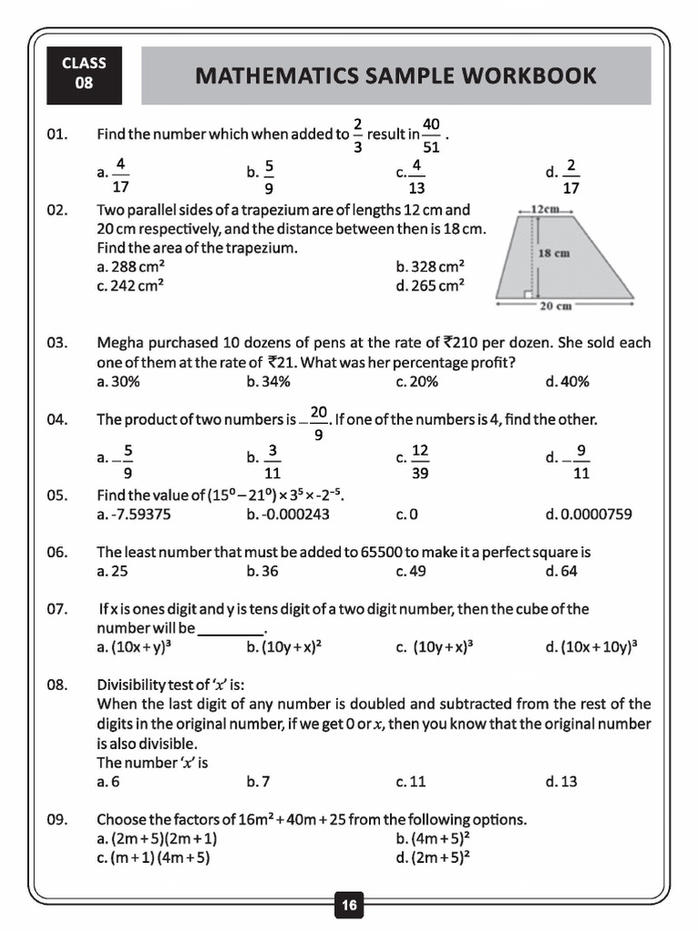 Maths Class 8 WB | PDF